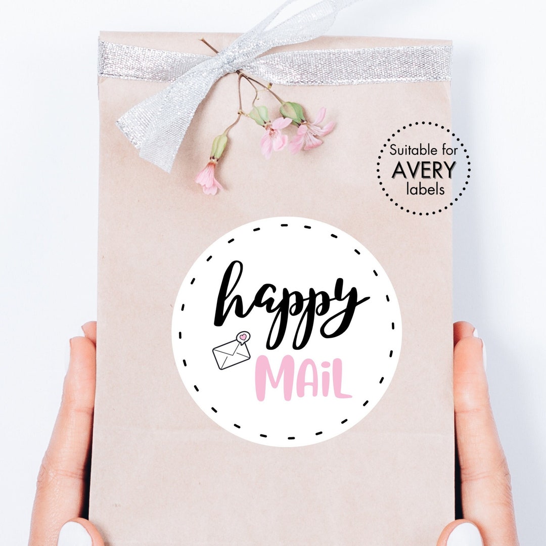 Happy Mail Round Stickers | Printable Small Business Labels | 1.5", 2 ...