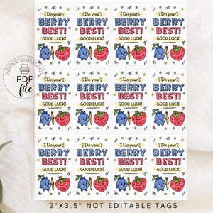 Printable Testing Day Berry Fruit Snack Tag, Do Your Berry Best ...