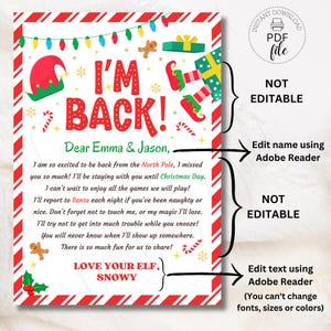 Printable Elf/elves Arrival & Goodbye Letters, Christmas Elf Return 5 ...