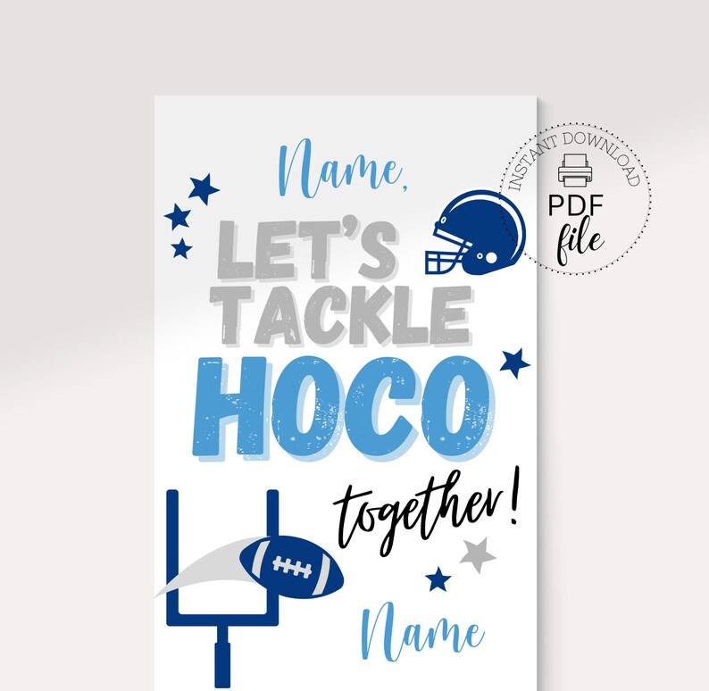 Editable HOCO Football Proposal Sign | Printable Let's Tackle HOCO ...