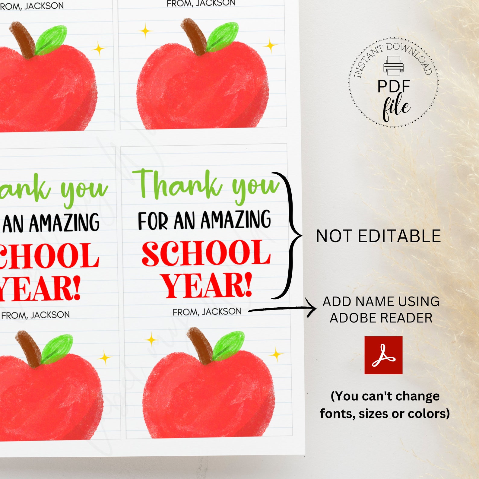 Printable End of School Teacher Appreciation Gift Tag, Personalized ...