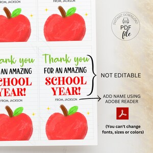 Printable End of School Teacher Appreciation Gift Tag, Personalized ...