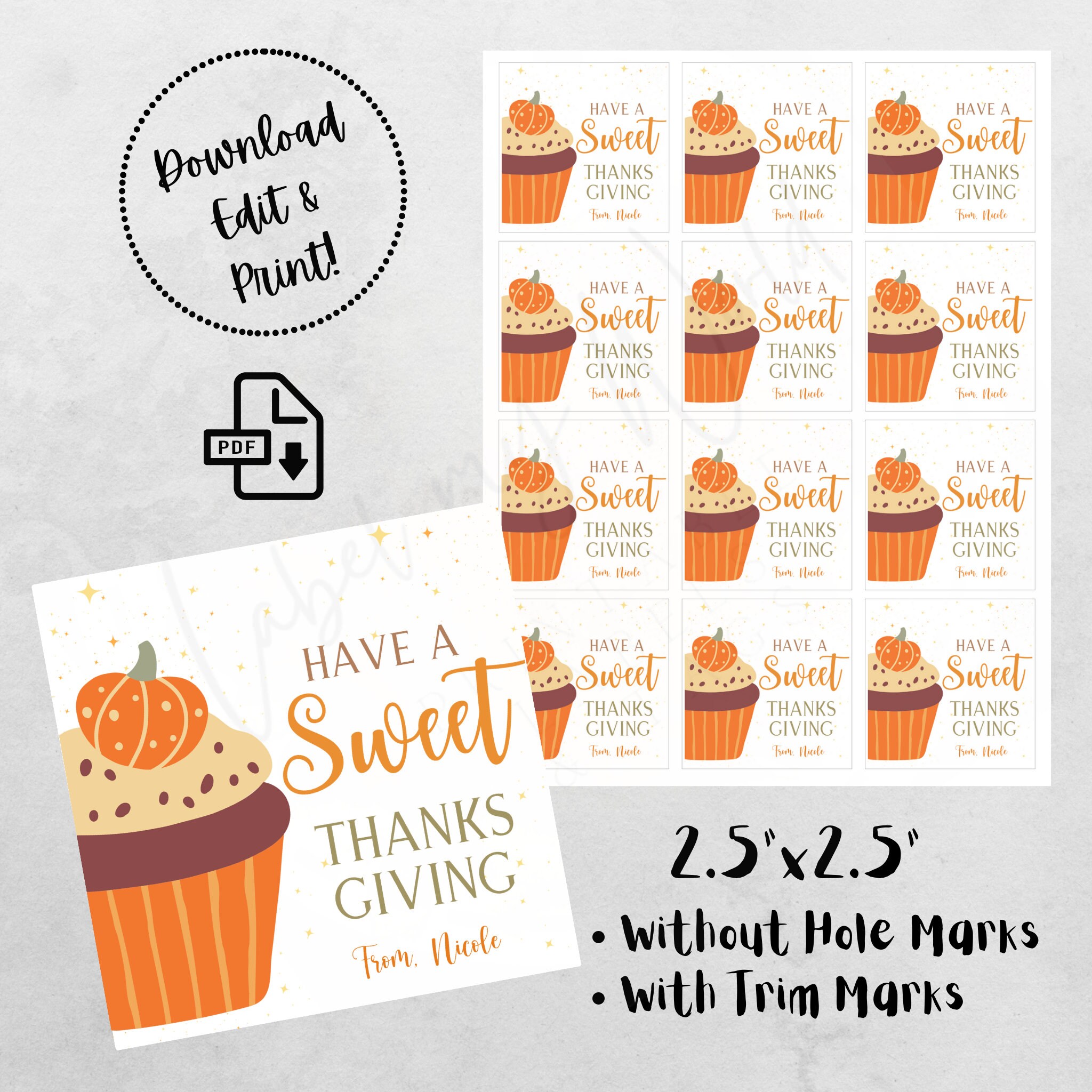Have a Sweet Thanksgiving Appreciation Treat Tag Printable - Etsy