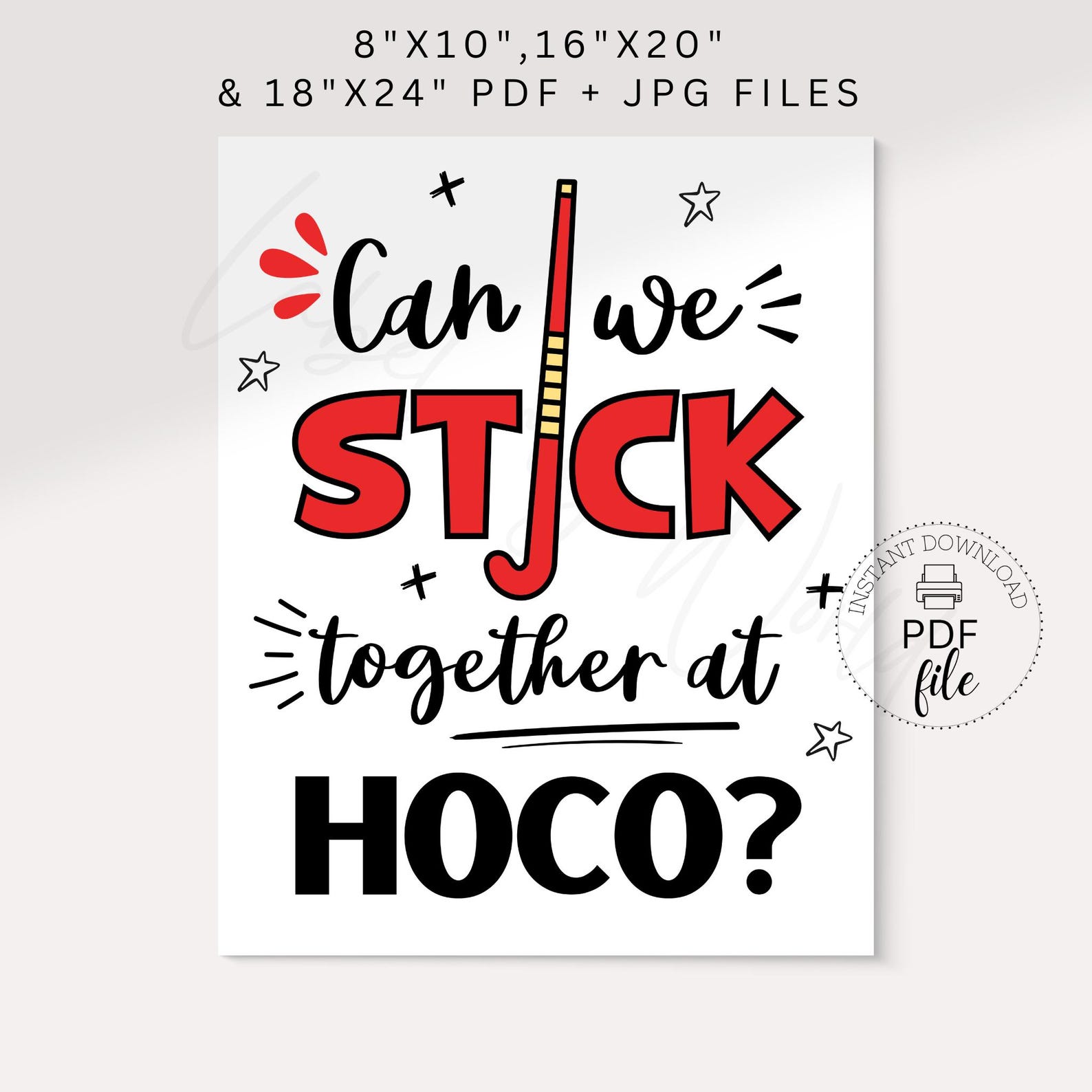 Printable HOCO Field Hockey Proposal Sign | Can We Stick Together at ...