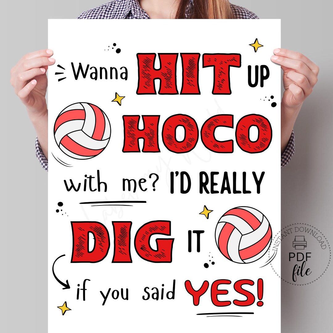 Volleyball Homecoming Proposal Sign, Printable Hit up Hoco With Me ...