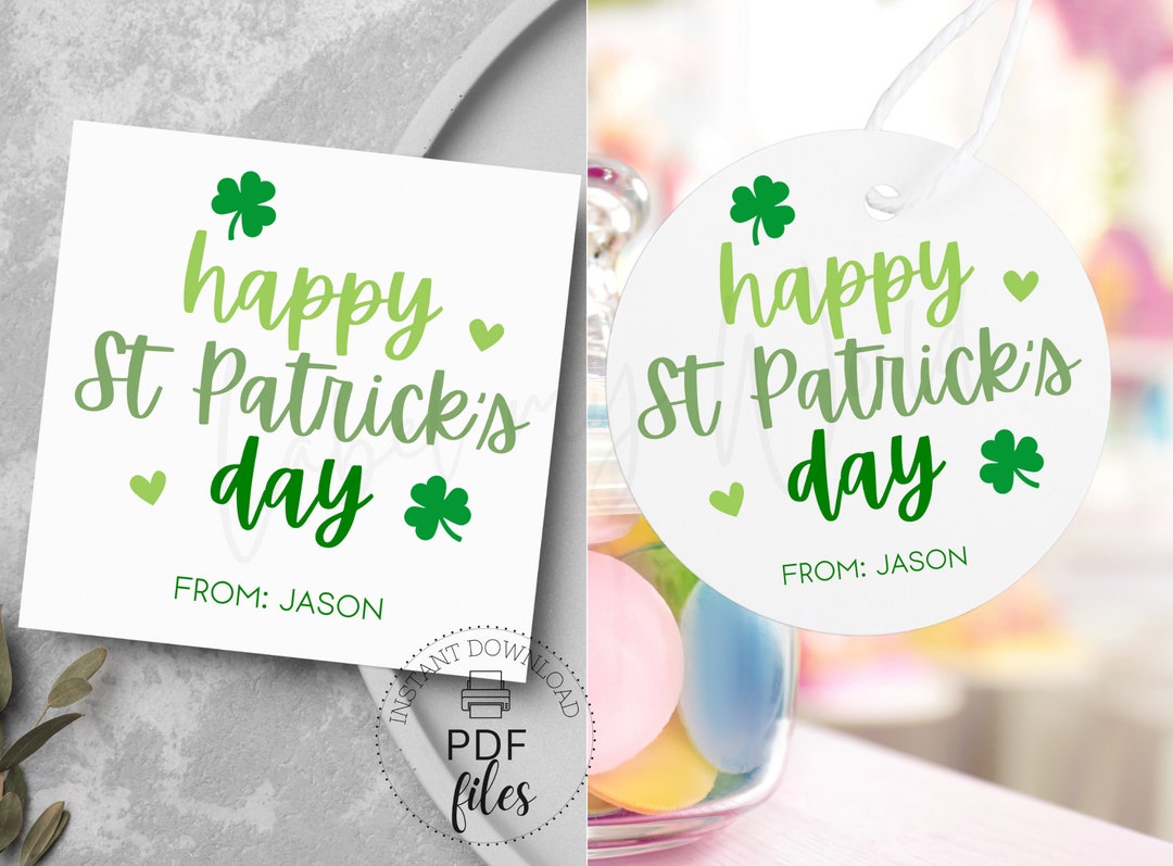 Printable Happy St Patrick's Day Tags, Personalized 2.5" Round Labels ...