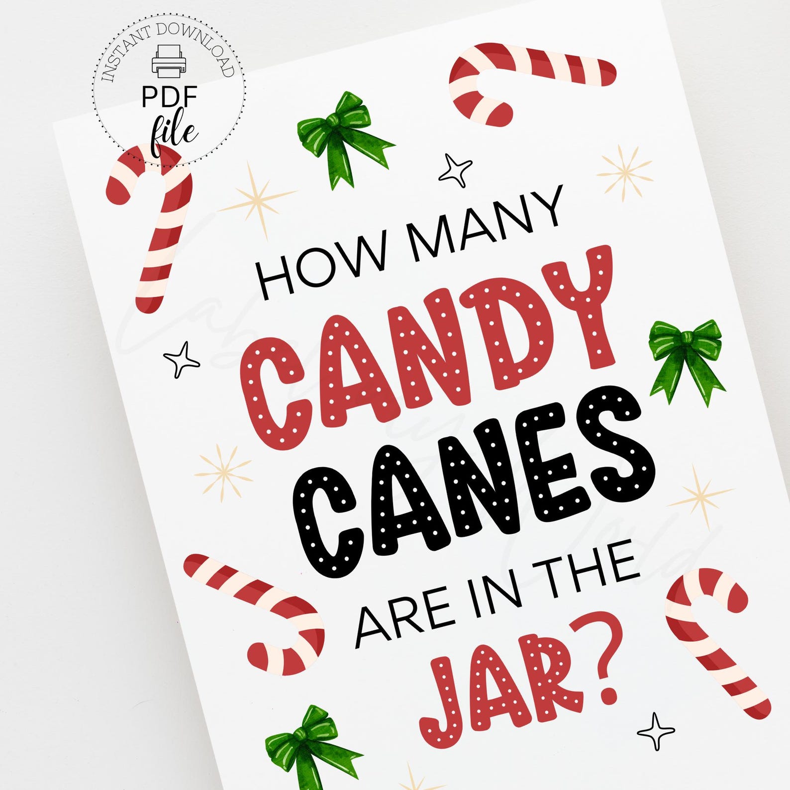 Guess How Many Candy Canes Are in the Jar, 8"x10" & 8.5"x11" Printable ...