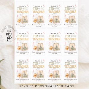 Printable You're a Tea-riffic Teacher Gift Tag, Thanks for Everything ...