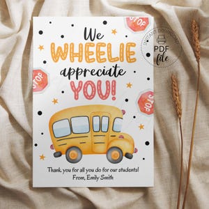 Printable School Bus Driver Appreciation Tag, We Wheelie Appreciate You ...