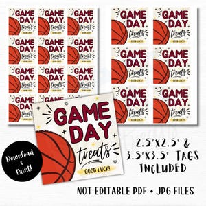 Printable Basketball Game Day Tag, Game Day Treats Good Luck Gift Tag ...