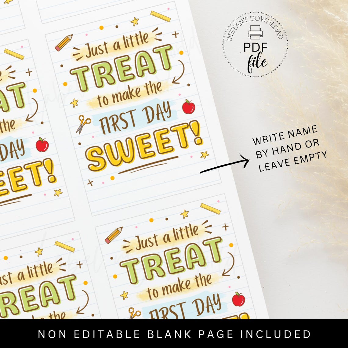 Back to School Printable Treat Tag, Just a Little Treat to Make the ...