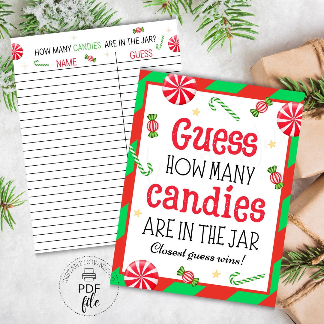Guess How Many Christmas Candies Are in the Jar 8"x10" & 8.5"x11 ...