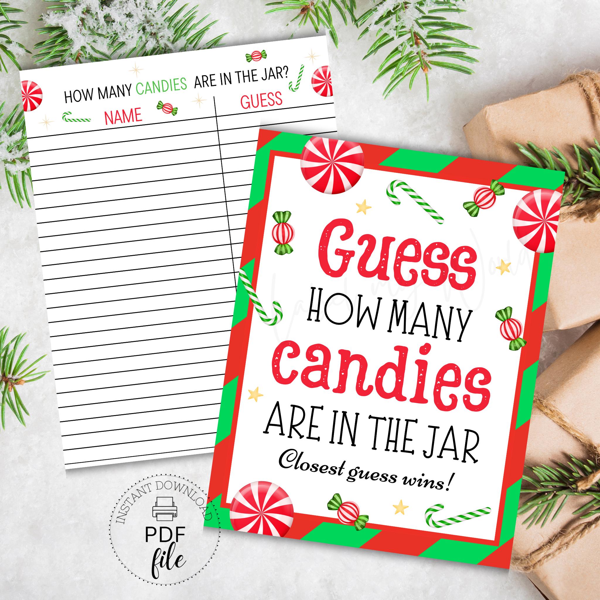 Guess How Many Christmas Candies Are in the Jar 8"x10" & 8.5"x11 ...