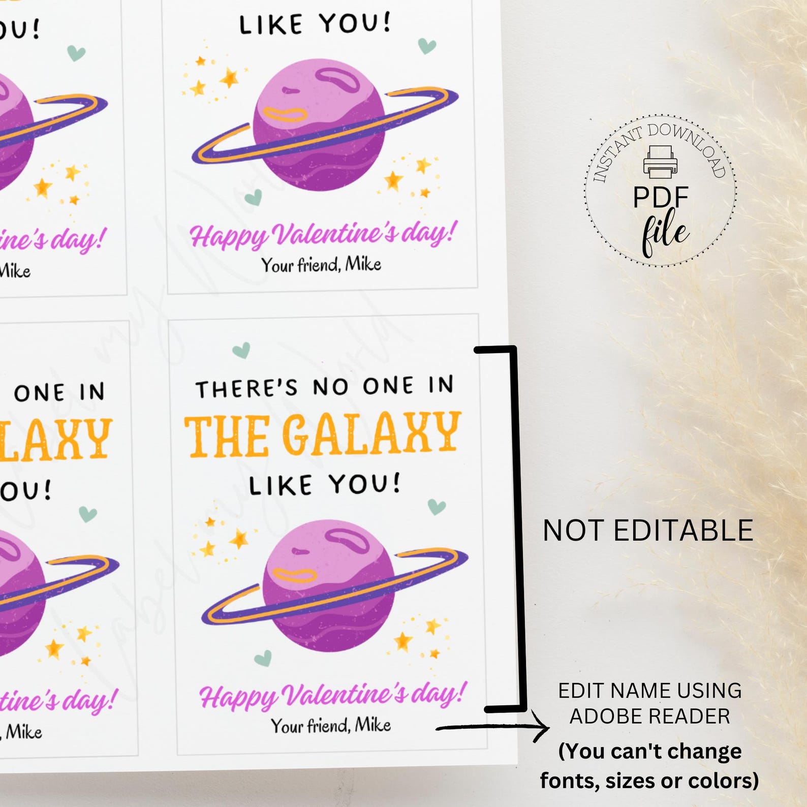 Outer Space Valentine Gift Tag, There's No One in the Galaxy Like You ...