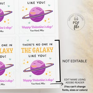 Printable Outer Space Valentine Gift Tag, There's No One in the Galaxy ...