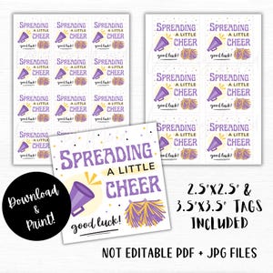 Printable Spreading a Little Cheer Gift Tag, Sports Cheerleading Spirit ...