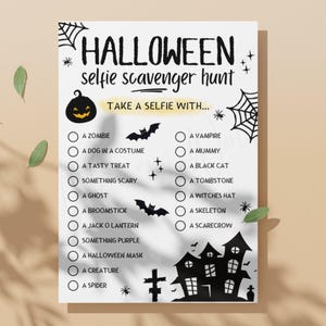 Printable Halloween Selfie Scavenger Hunt for Teens, Halloween Party ...