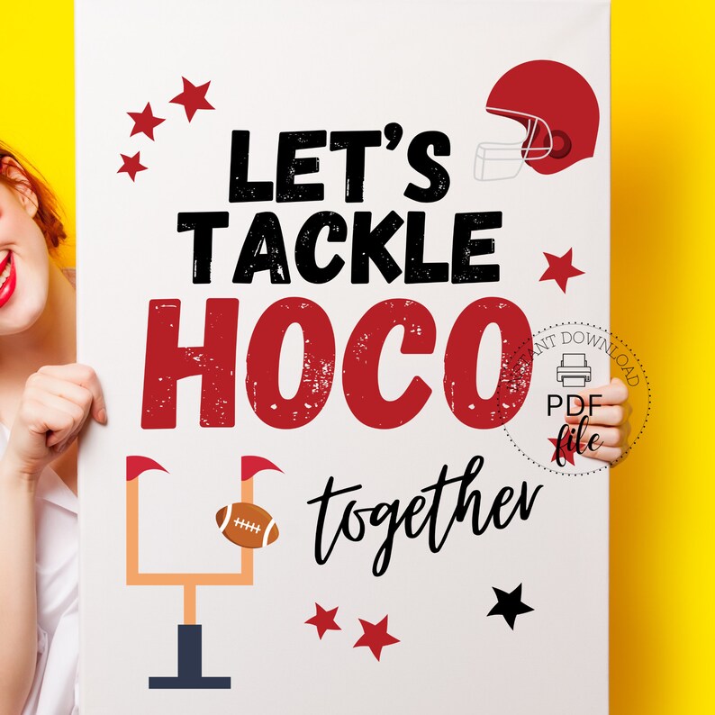 Printable Football Homecoming Proposal Sign Let's Tackle - Etsy
