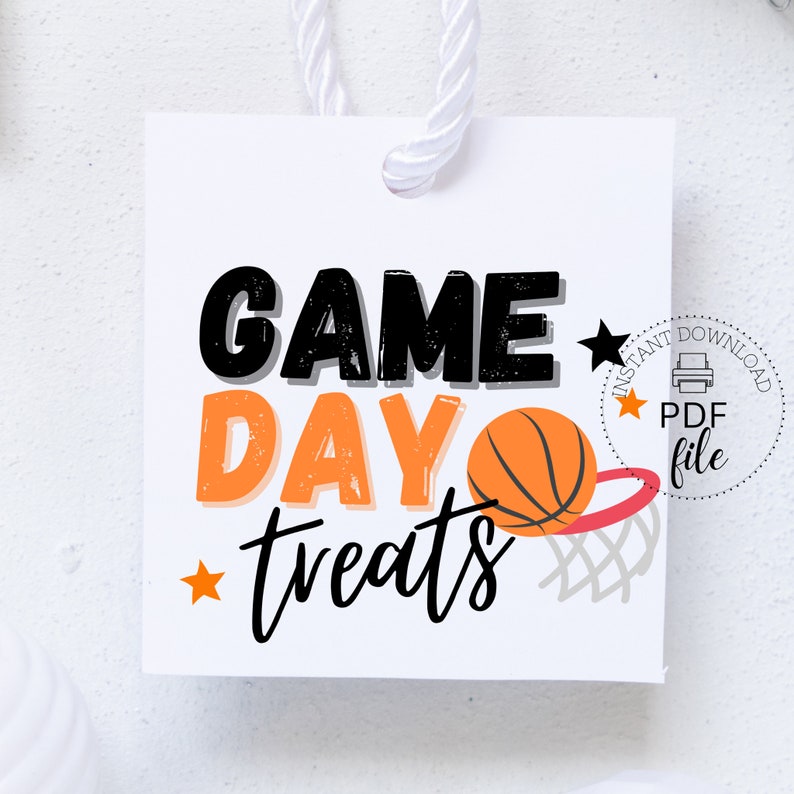 Basketball Game Day Tags Game Day Treats Square Hang Tags Printable ...