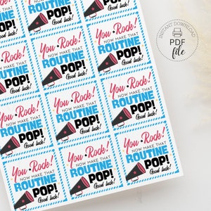 You Rock Now Make That Routine Pop Gift Tag, Printable Cheerleading ...