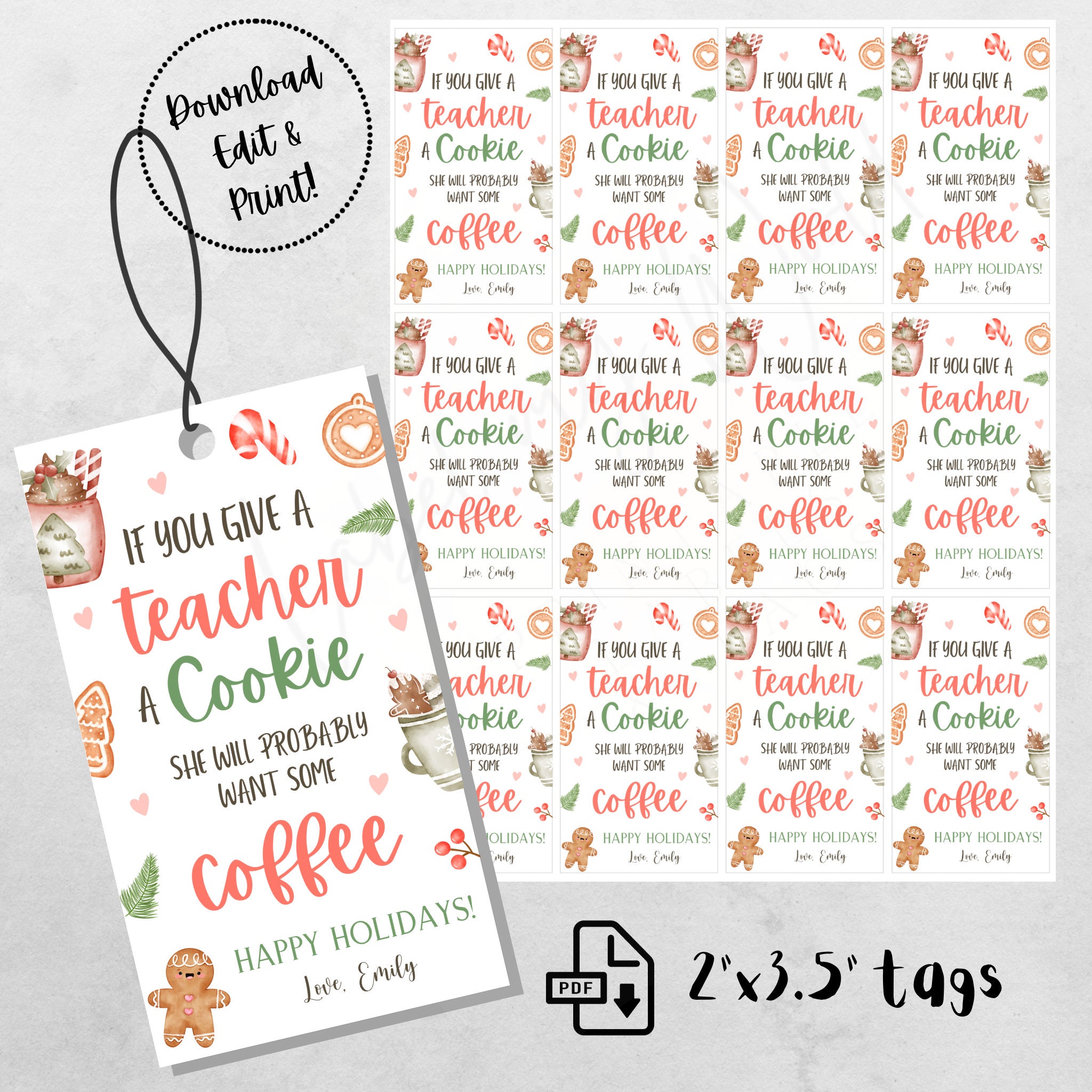 Christmas Teacher Appreciation Gift Tags Printable Christmas - Etsy