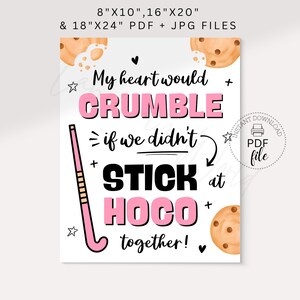 Printable Field Hockey & Cookies Proposal Sign, My Heart Would Crumble ...