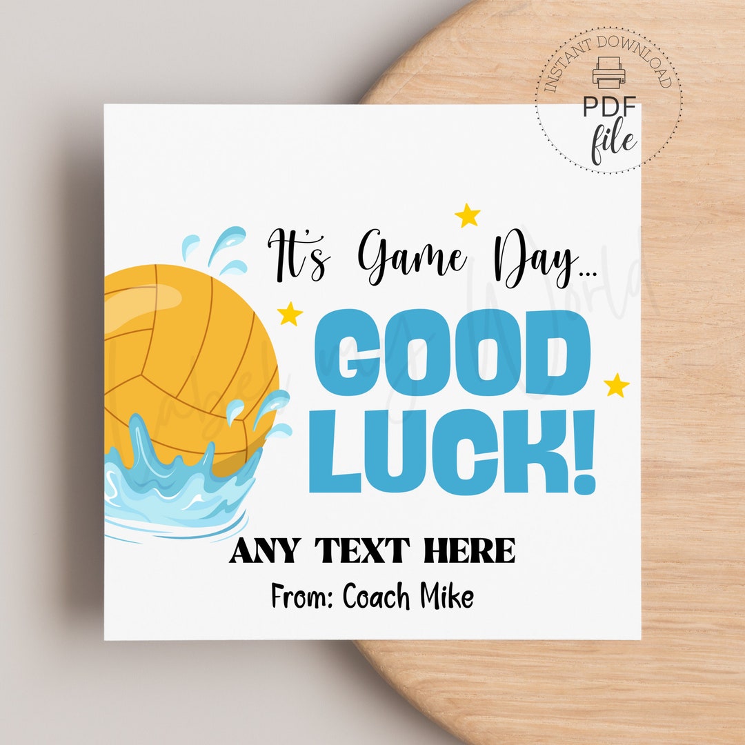 Printable Water Polo Good Luck Tags, Personalized Cheer Team Gift Tag ...