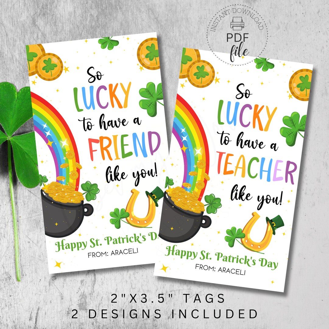 Printable St Patrick's Day Teacher/classmates Gift Tag | Personalized ...