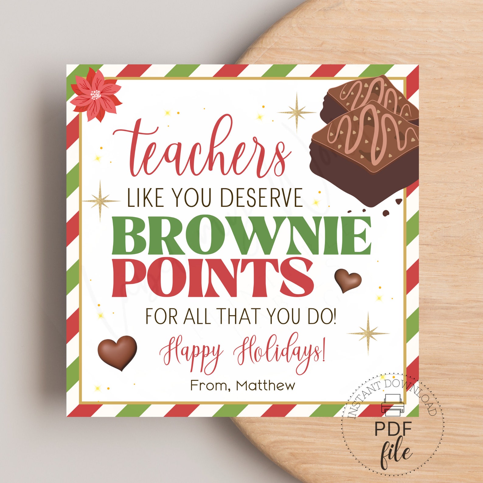 Chocolate Brownie Christmas Gift Tag | Printable Teachers Like You ...
