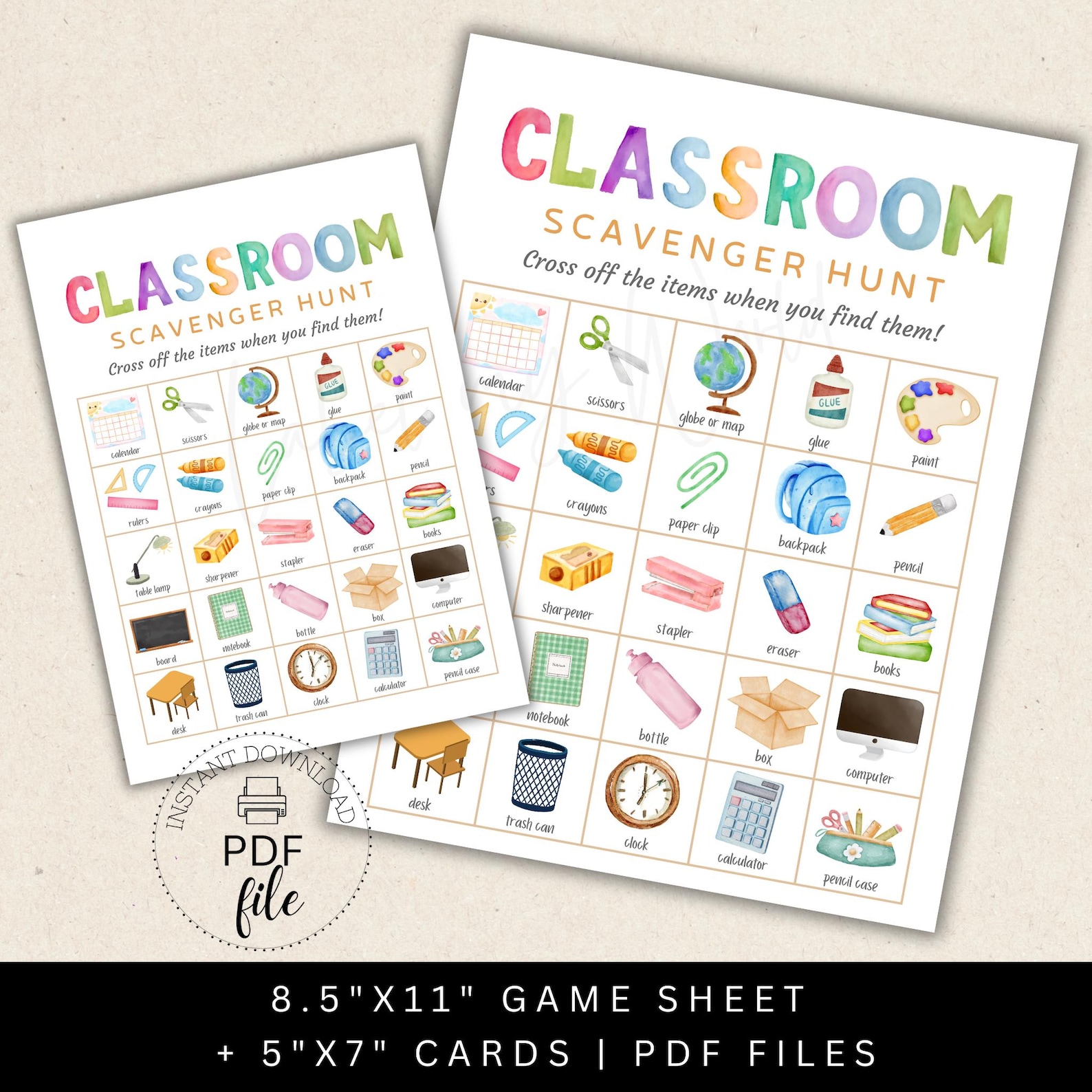 Printable Classroom Scavenger Hunt for Kids, School Indoor Treasure ...