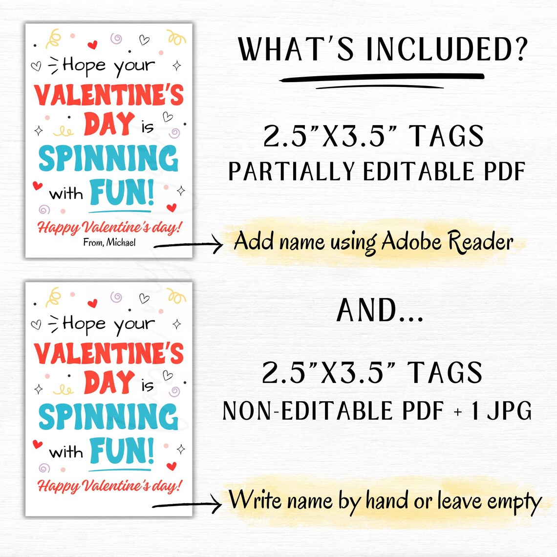 Printable Fidget Spinner Gift Tag, Hope Your Valentine's Day is ...