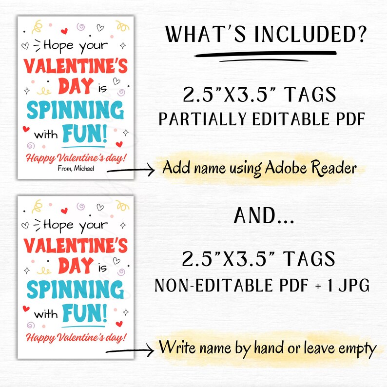 Printable Fidget Spinner Gift Tag, Hope Your Valentine's Day is ...