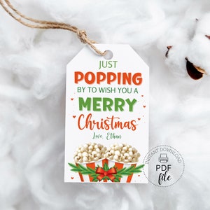 Popcorn Christmas Editable Tag | Printable Christmas Gift Tag | Just ...