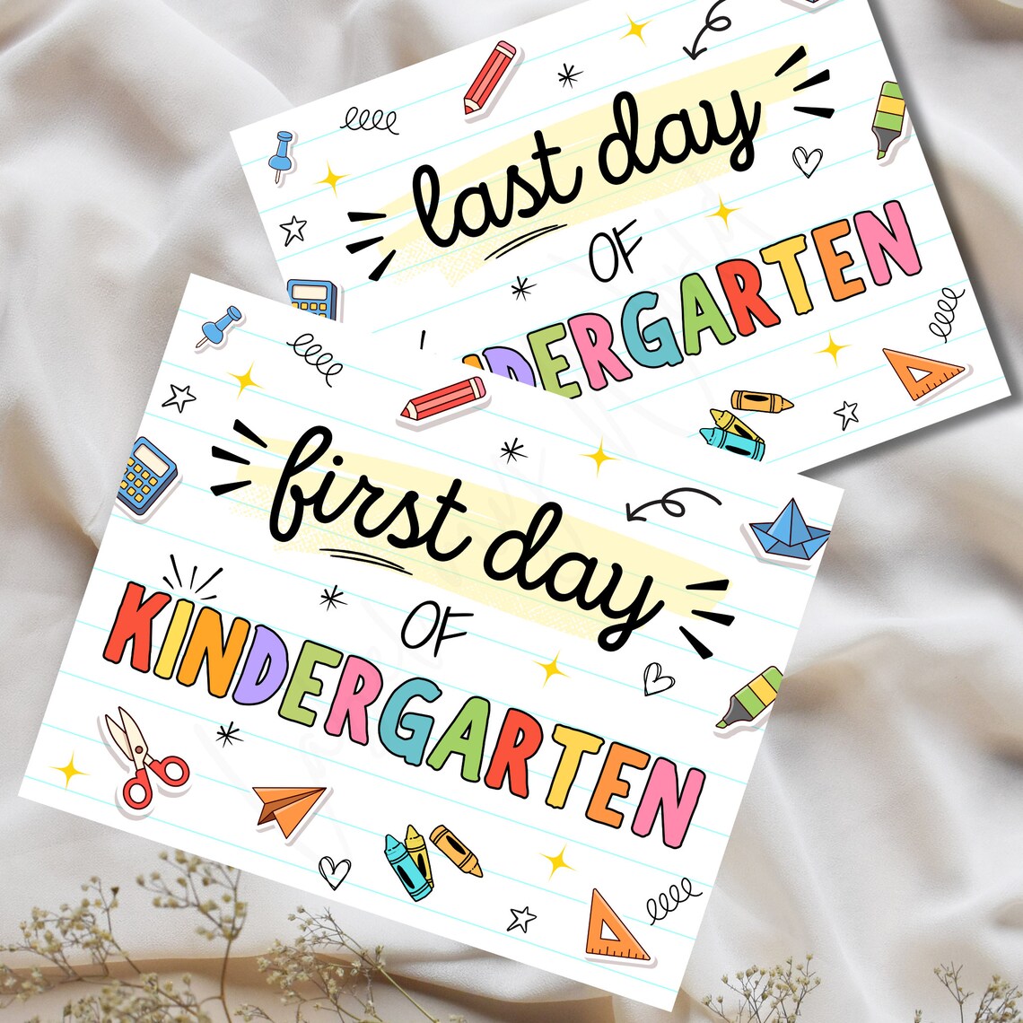 Printable 10"x8" First & Last Day of Kindergarten Signs | Kindergarten ...