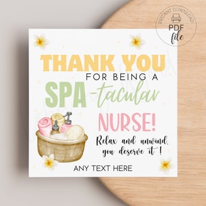 Thank You for Being Spa-tacular Gift Tag | Printable Teacher/nurse ...