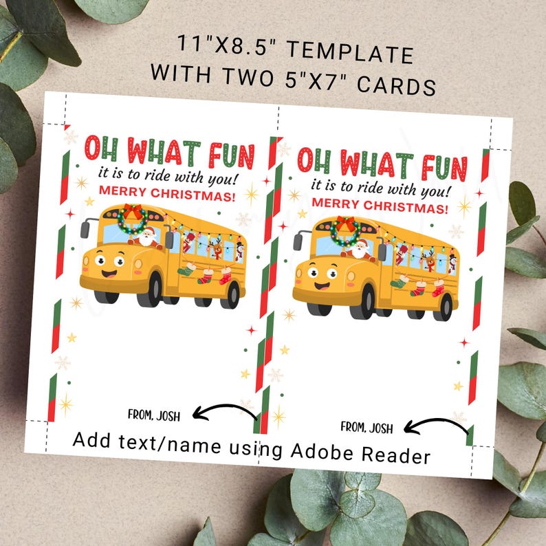 School Bus Driver Christmas Gift Card Holder Template, Oh What Fun ...