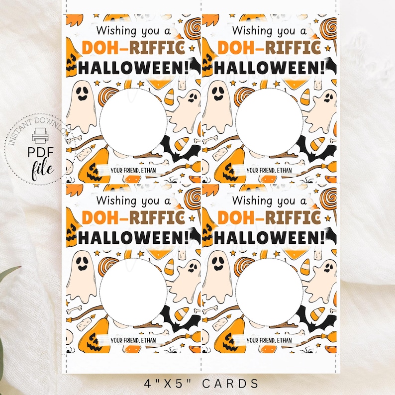 Halloween Playdough Card Holder, Doh-riffic Halloween Ghost Tag ...