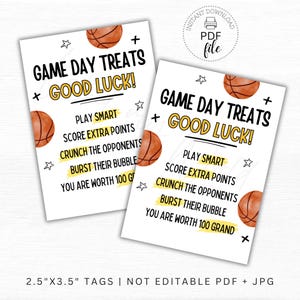 Printable Basketball Candy Treat Bag Tag | Good Luck Gift Tags ...