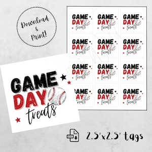 Baseball Game Day Gift Tags | Baseball Game Day Treats Square Hang Tags ...