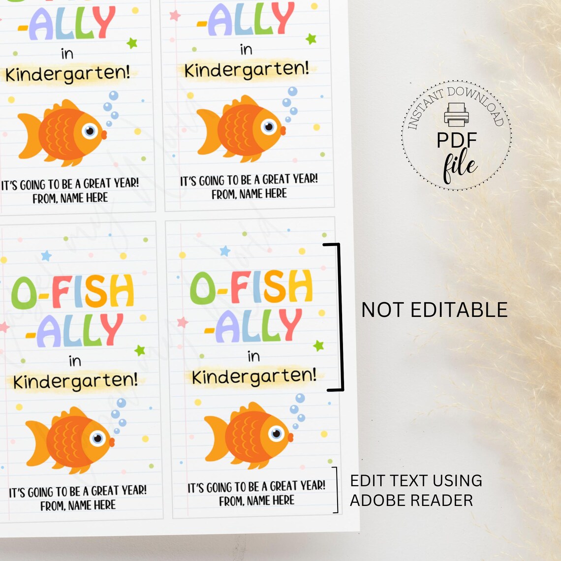 O-fish-ally in Kindergarten Printable Gift Tag, Back to School Goldfish ...