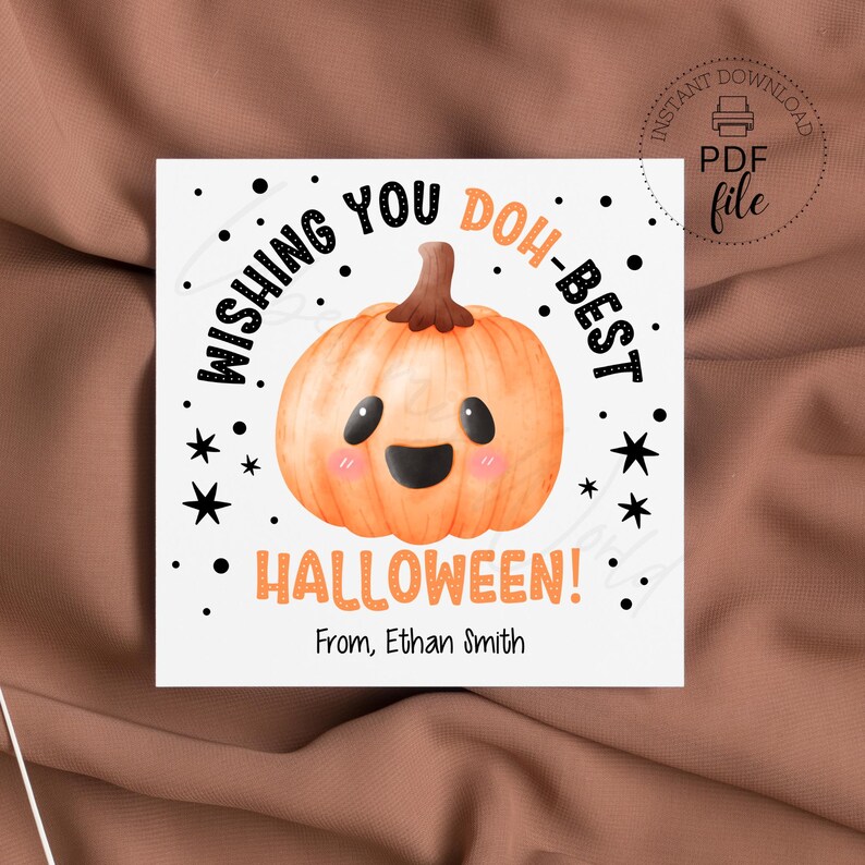 Printable Playdough Halloween Tag, Wishing You Doh-best Halloween ...