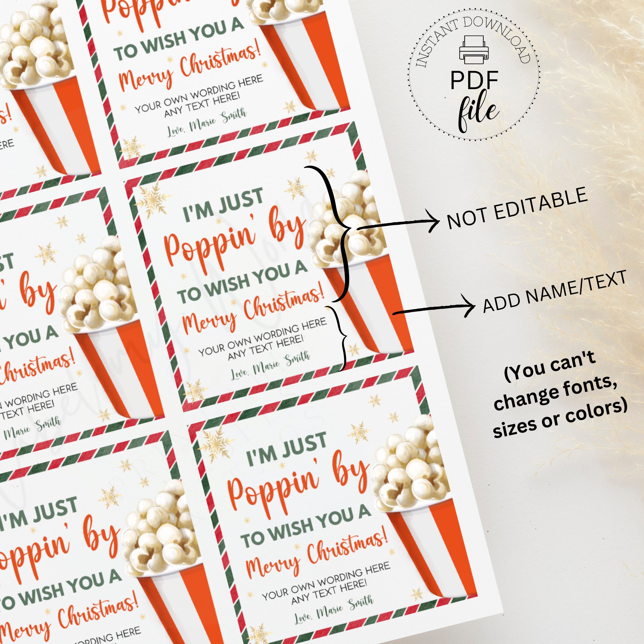 Christmas Popcorn Appreciation Gift Tags | Printable Just Poppin' by ...