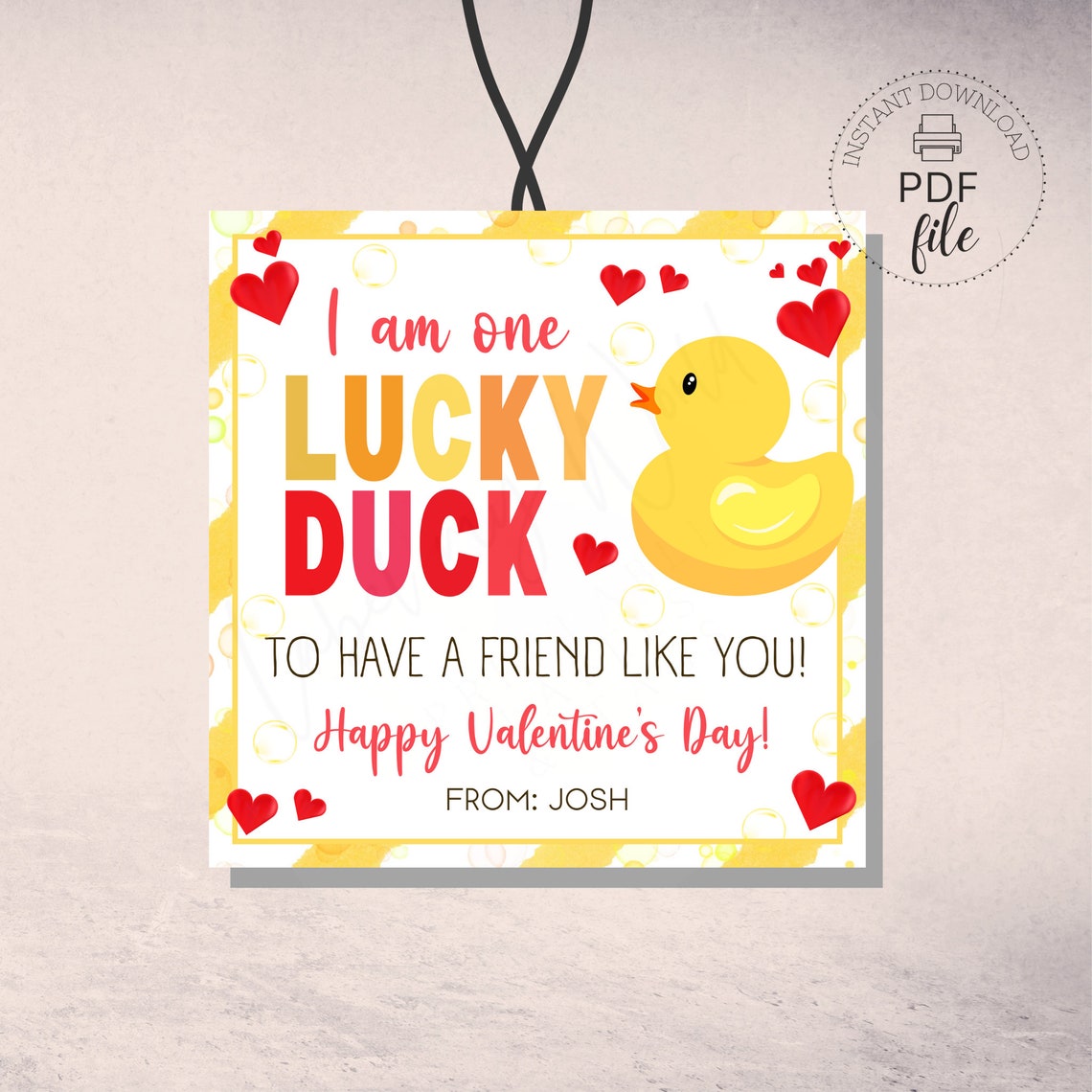 I Am One Lucky Duck Valentine's Day Gift Tag | Printable Classroom ...