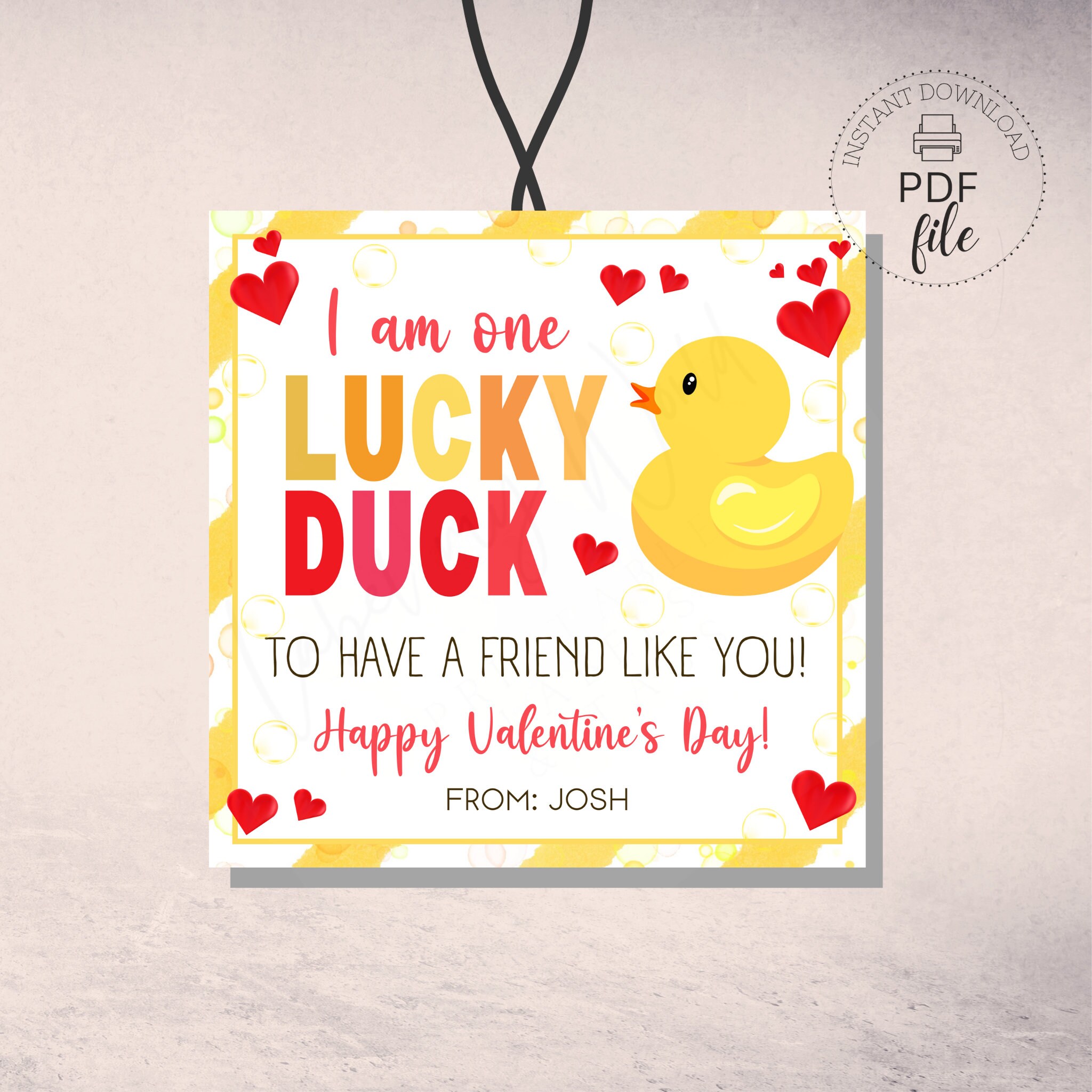 I Am One Lucky Duck Valentine's Day Gift Tag | Printable Classroom ...