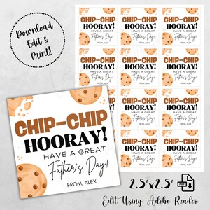 Happy Father's Day Cookies Gift Tag | Printable Editable Chip Chip ...