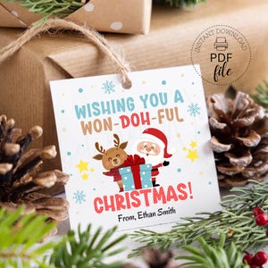 Printable Playdough Gift Tag, Wishing You a Won-doh-ful Christmas ...