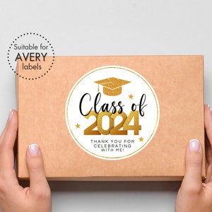 Class of 2024 Grad Party Favor Stickers Printable Thank You Gift Tags ...