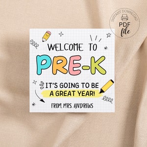 Printable Welcome to Pre-k Gift Tag, Personalized Teacher/classroom ...