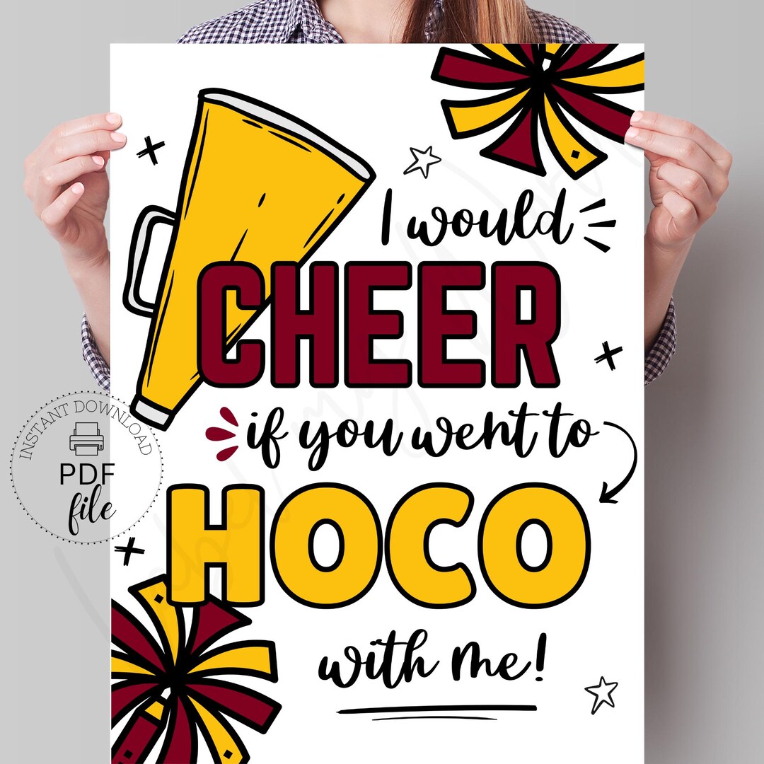 Printable Cheerleader Homecoming Proposal Sign, I Would Cheer If You ...
