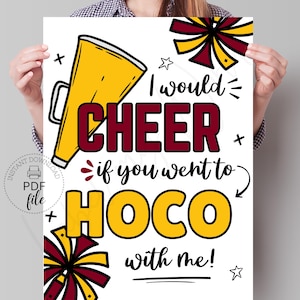Printable Cheerleader Homecoming Proposal Sign, I Would Cheer If You ...